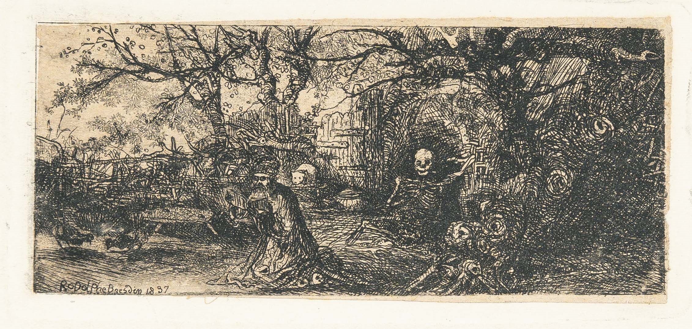 Rodolphe Bresdin | Saint Antoine et la mort (1851) | MutualArt