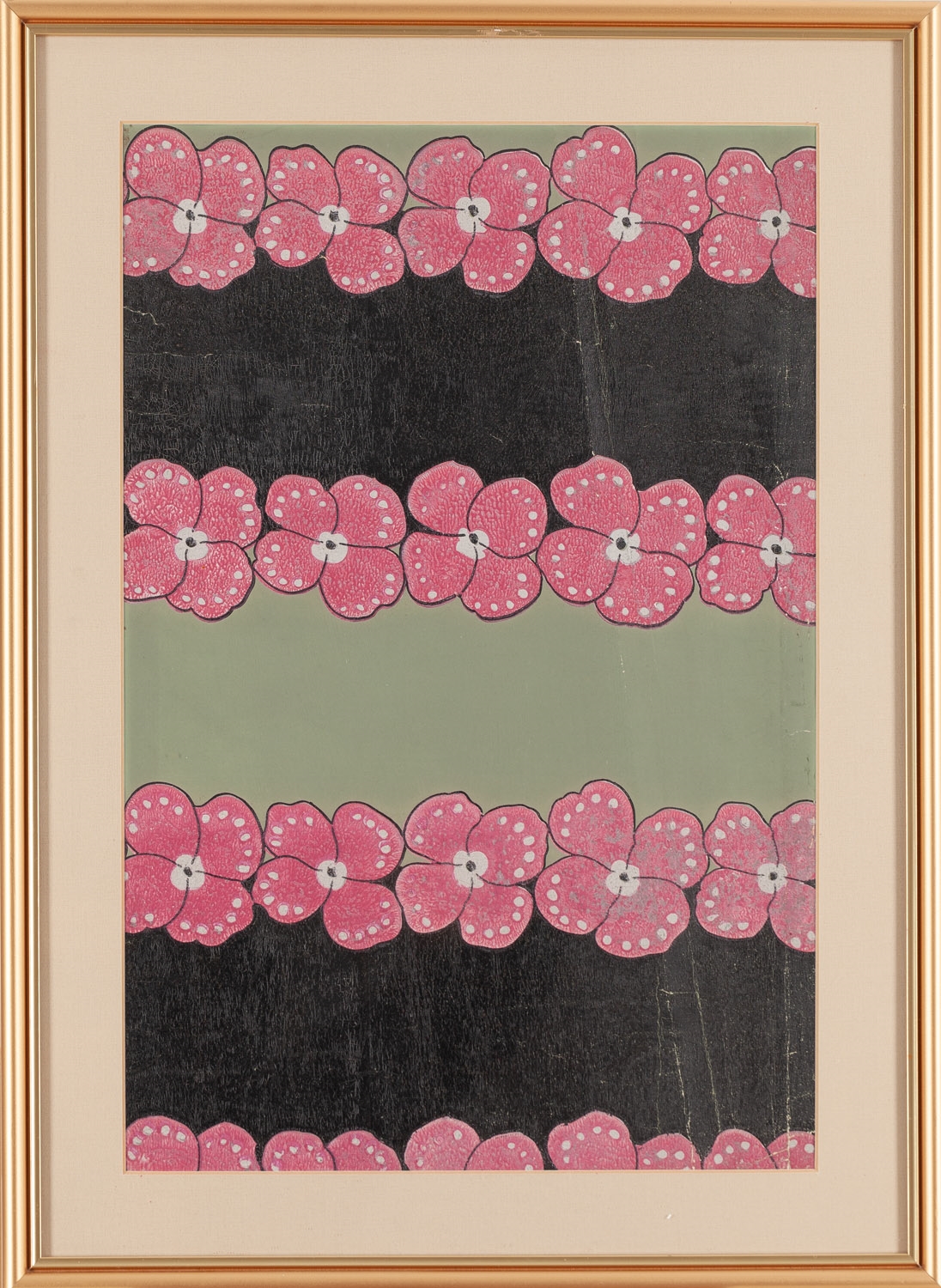 Raoul Dufy | Textile design - pink floral stripes colour woodcut/paper ...