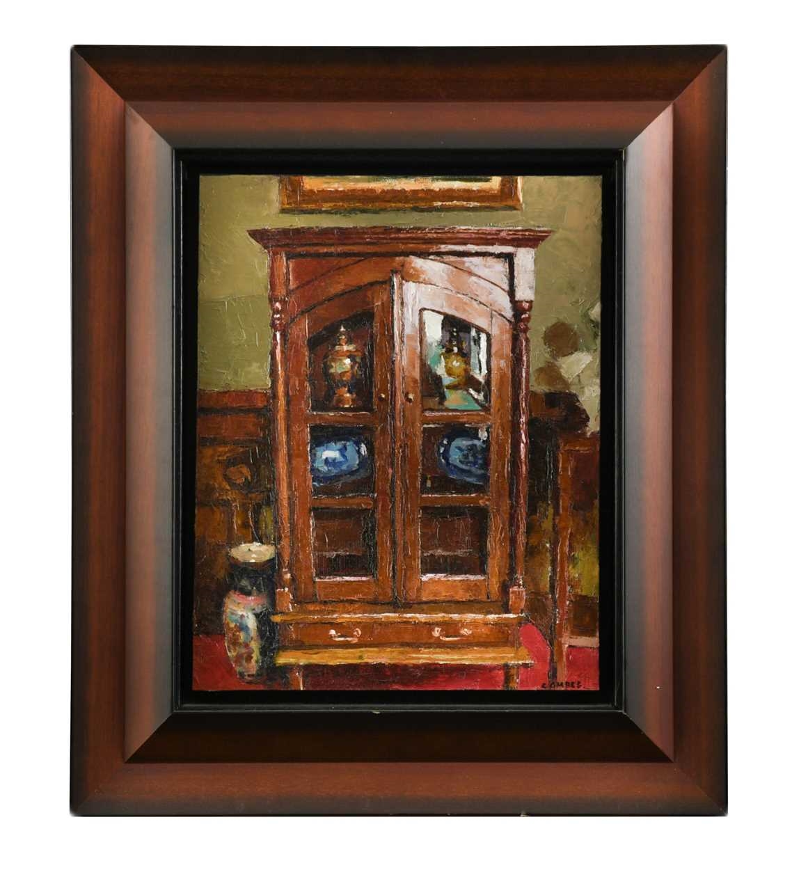 Richard Combes | Interior with glazed cabinet | MutualArt