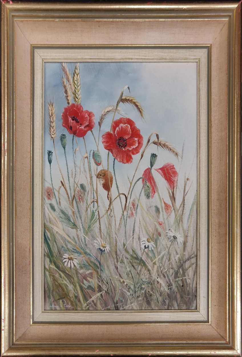 Arthur Pank | A field mouse amidst poppies and wheat | MutualArt