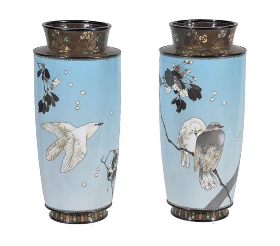 Namikawa Sosuke | Manner of Namikawa Sosuke: A Pair of Silver Wire ...