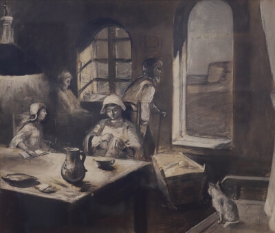 Henri Eugène Callot | Veillée, intérieur de chaumière | MutualArt