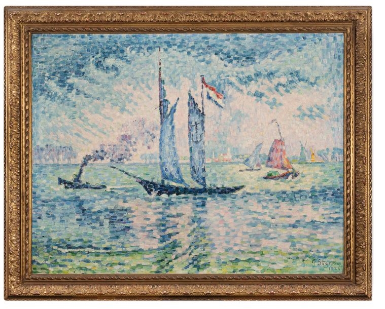Paul Signac | Bateaux au mouillage à Locmalo (1922) | MutualArt
