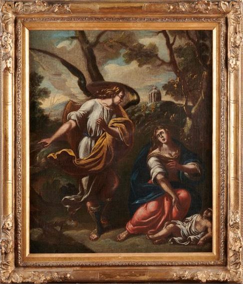 Neapolitan School, 17th Century | Agar saved by the Angel | MutualArt