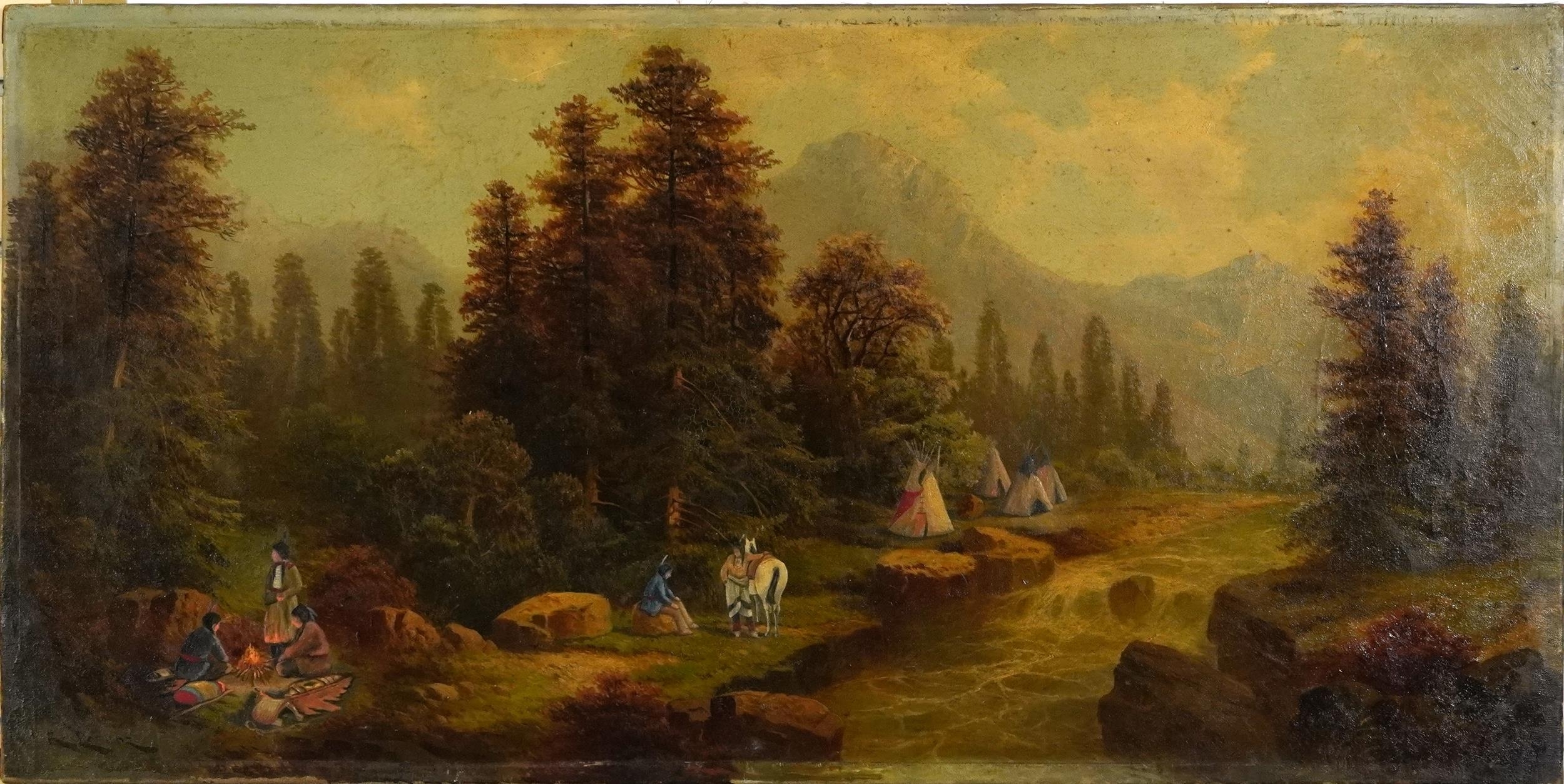 Richard Lorenz | Red Indian Encampment Beside a River | MutualArt