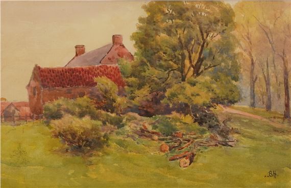 Herbert Yates | Rural landscape with farm buildings | MutualArt