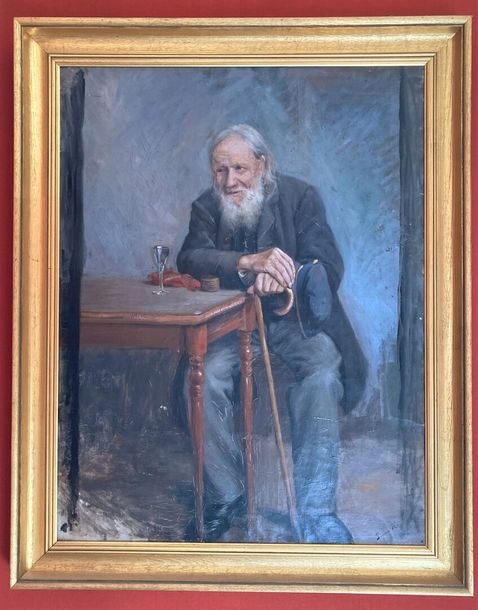 Axel Gunnard ABERG | Old man sitting at a table (1889) | MutualArt