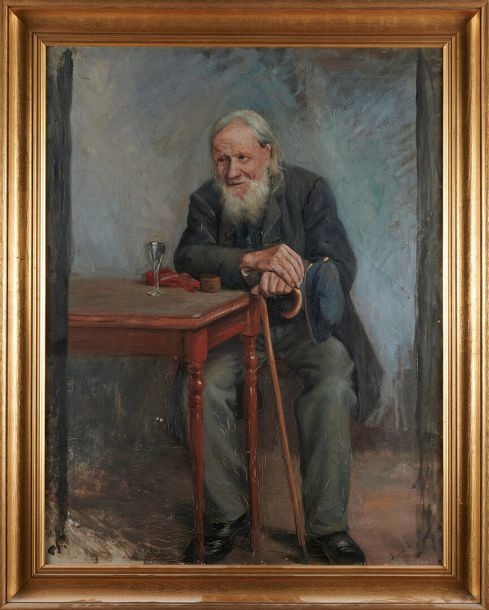 Axel Gunnard ABERG | Old man sitting at a table (1889) | MutualArt