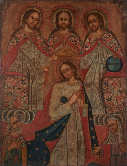 Cuzco School | The Trinity crowning the Virgin Mary | MutualArt