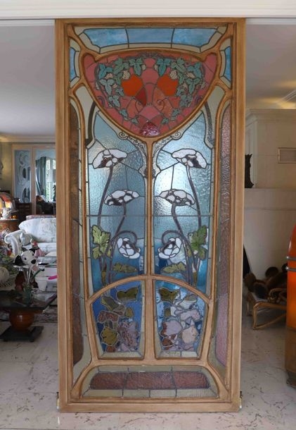 Jacques Gruber | Exceptional Art Nouveau stained glass window with ...