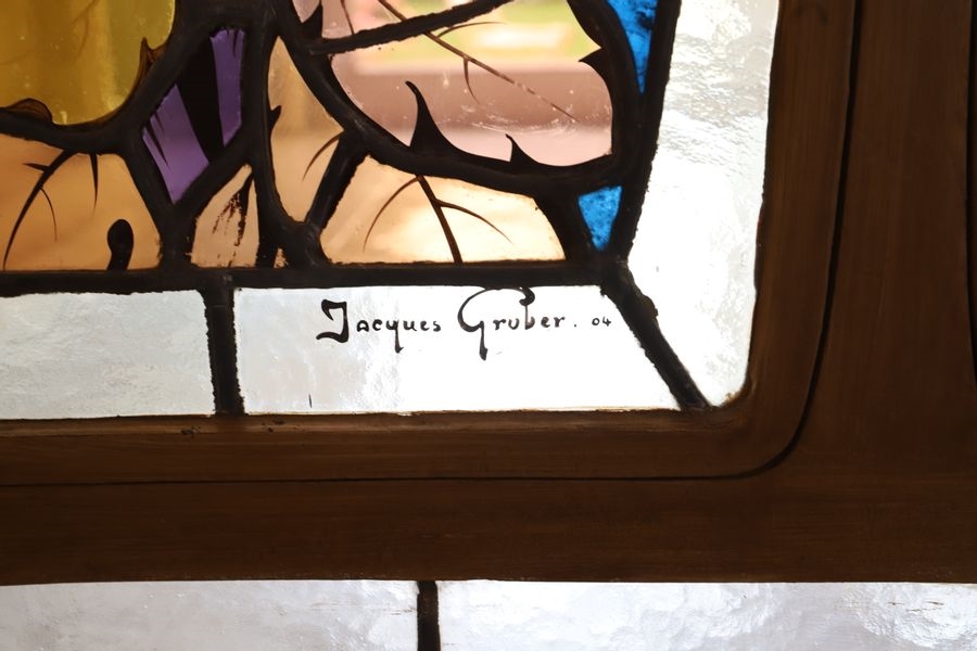 Jacques Gruber | Exceptional Art Nouveau stained glass window with ...