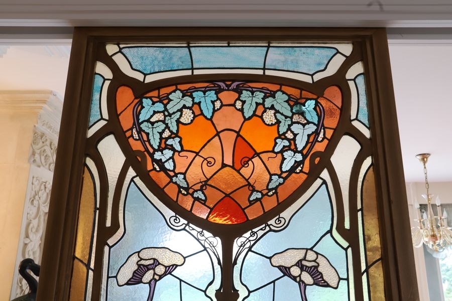 Jacques Gruber | Exceptional Art Nouveau stained glass window with ...