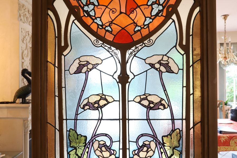 Jacques Gruber | Exceptional Art Nouveau stained glass window with ...