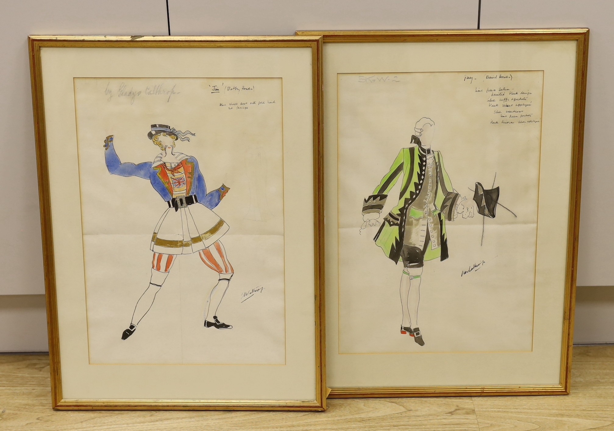 Gladys E. M. Calthrop | two ink and watercolour costume designs for ...