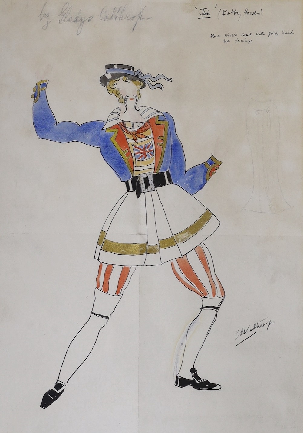Gladys E. M. Calthrop | two ink and watercolour costume designs for ...
