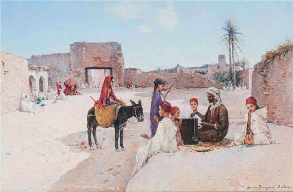 Maurice Bompard | Lunch in the Fondouk, Biskra | MutualArt