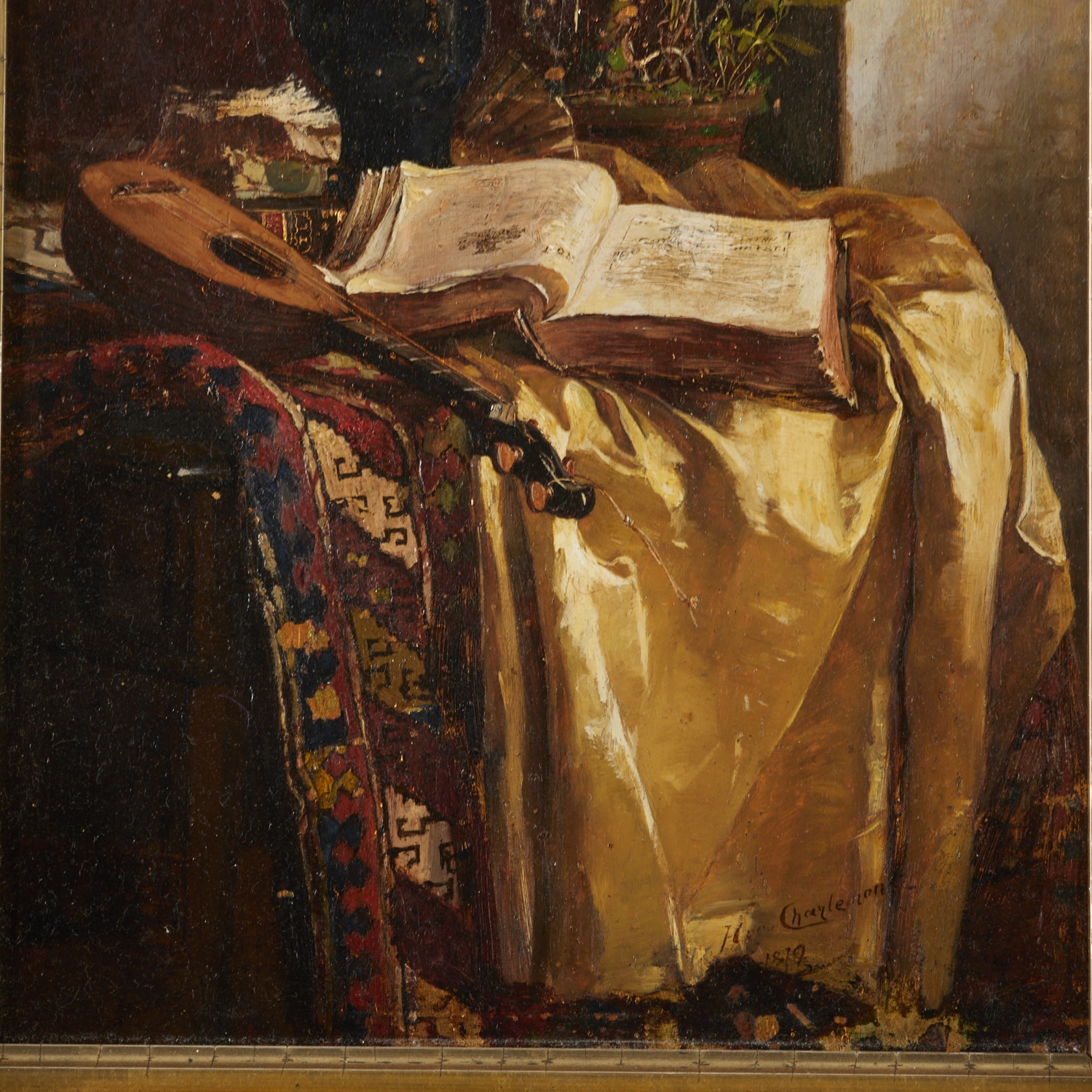 Hugo Charlemont | Still Life with Lute (1879) | MutualArt