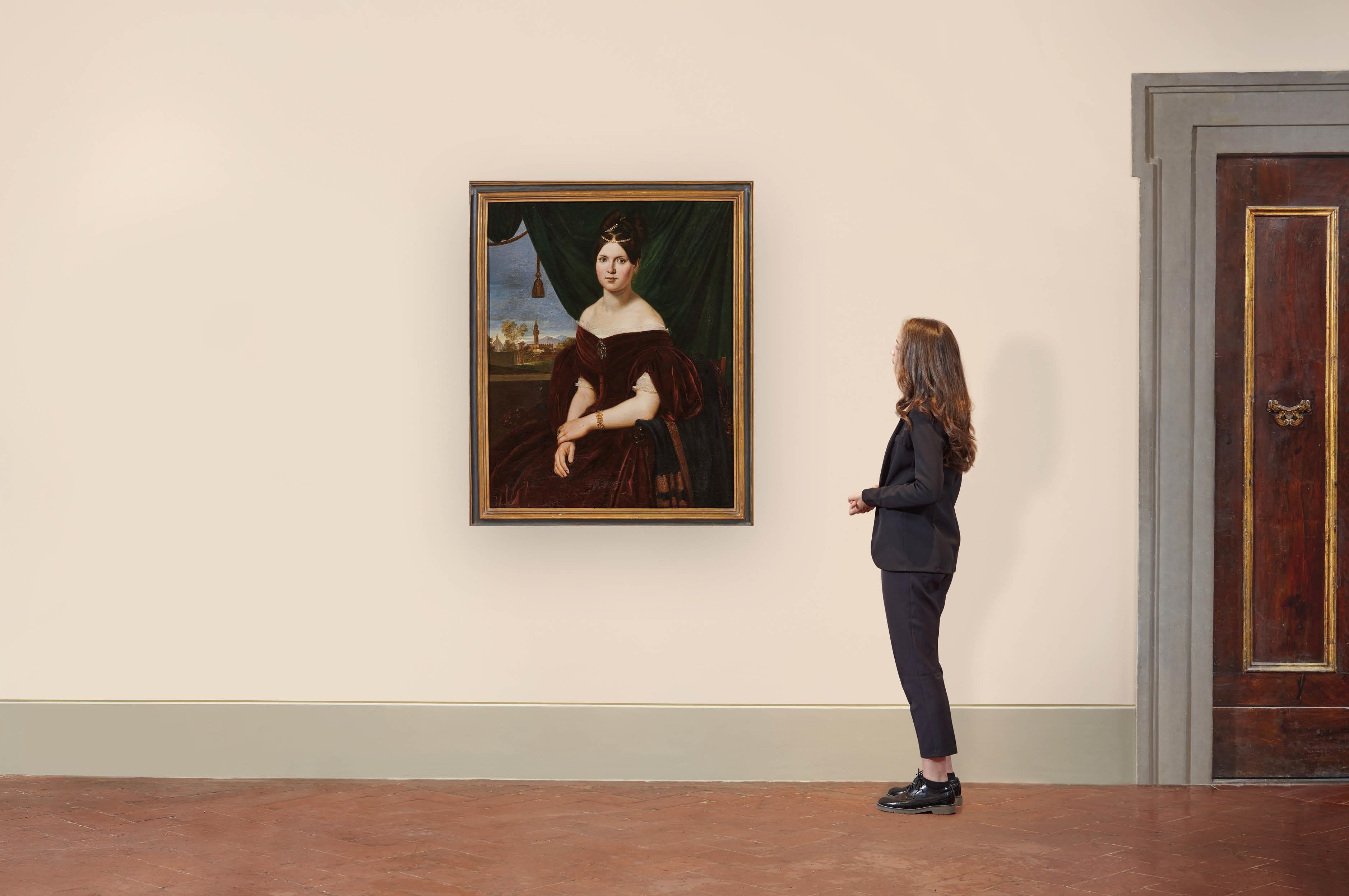 Giuseppe Bezzuoli | PORTRAIT OF A LADY WITH FLORENCE IN THE BACKGROUND ...