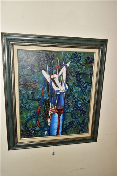 M. Lott | A STYLISED DEPICTION OF A FEMALE FIGURE SURROUNDED BY ...