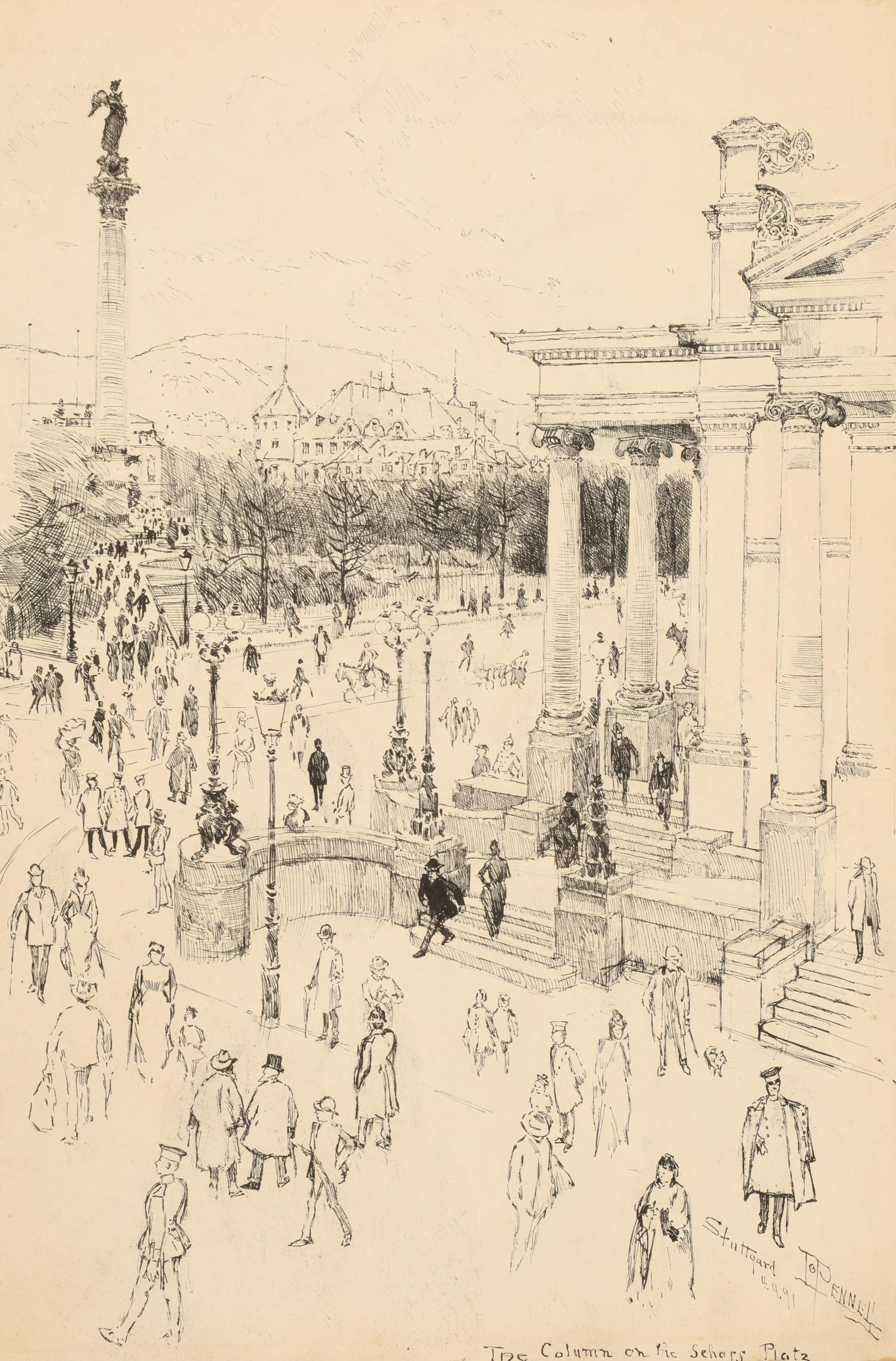 Joseph Pennell | signed and dated 91 'The Column on Schloss Platz ...