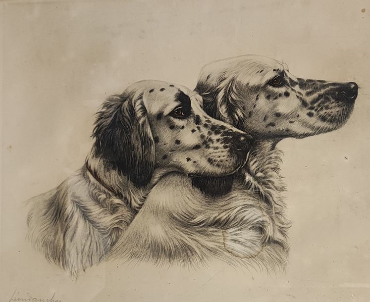 Leon Danchin | Leon DANCHIN. The two dogs. Resting after the hunt. Two ...