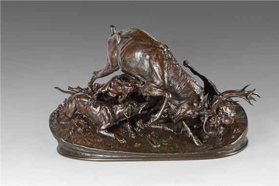 Pierre-Jules Mene | Pierre Jules MENE (1810-1879). Stag hunt n°1. Stag ...