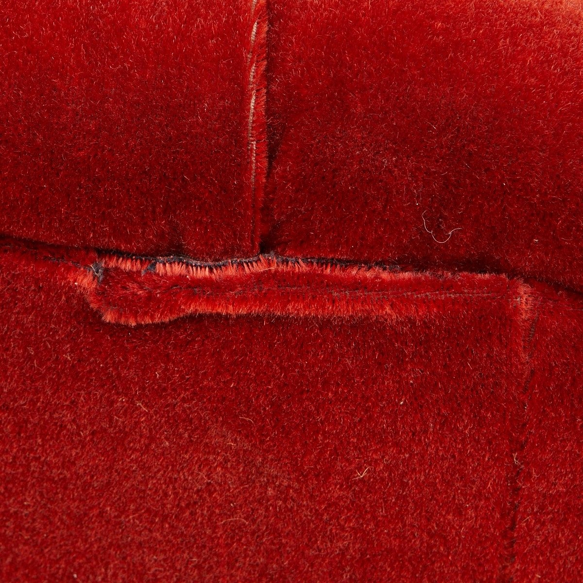 Ward Bennett | Ward Bennett MCM Red Velvet Tufted Couch | MutualArt