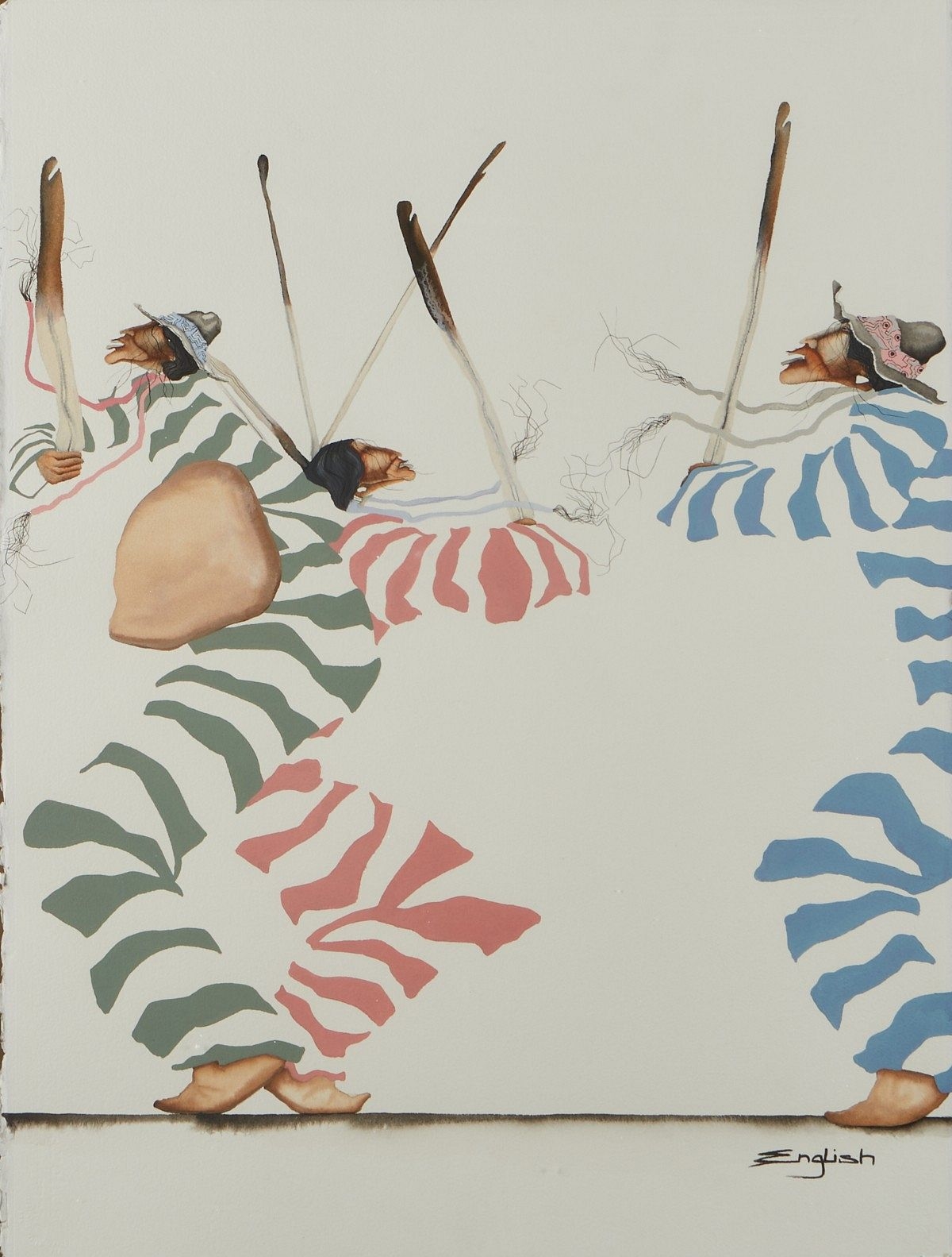 Sam English | Sam English Dancing Figures Watercolor Painting | MutualArt