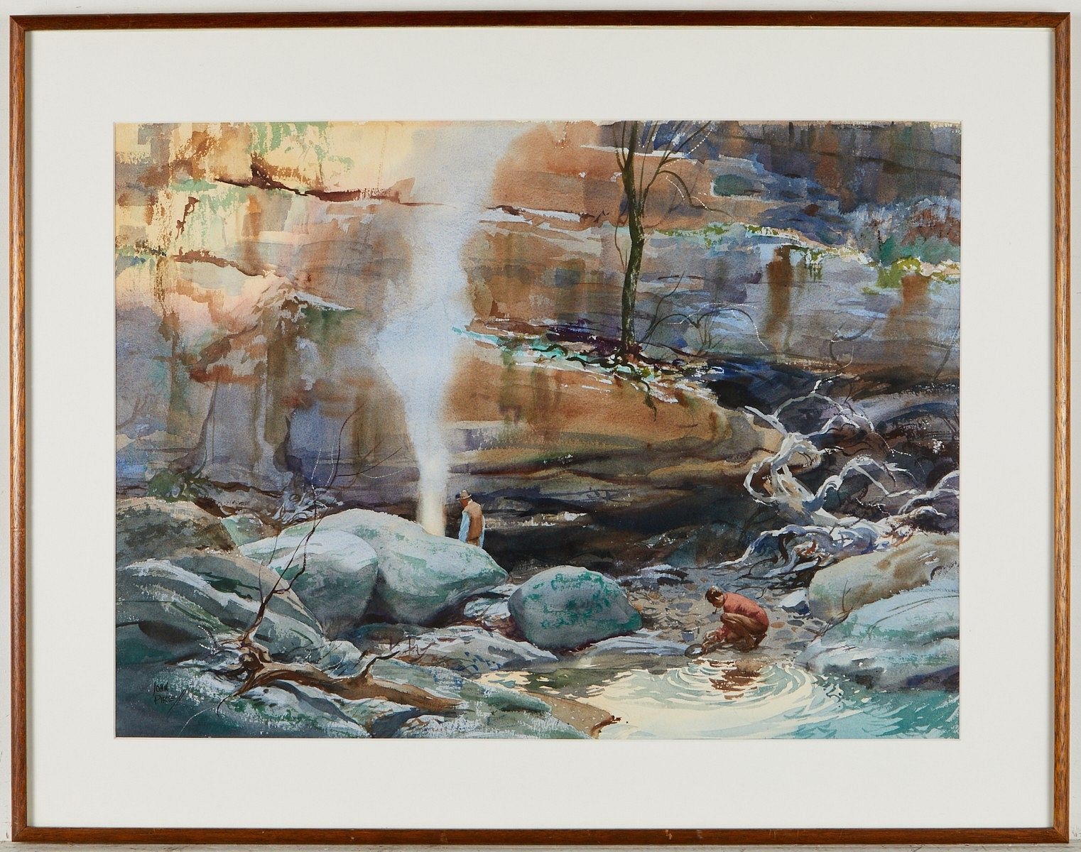 John Pike | John Pike Watercolor Panning for Gold | MutualArt