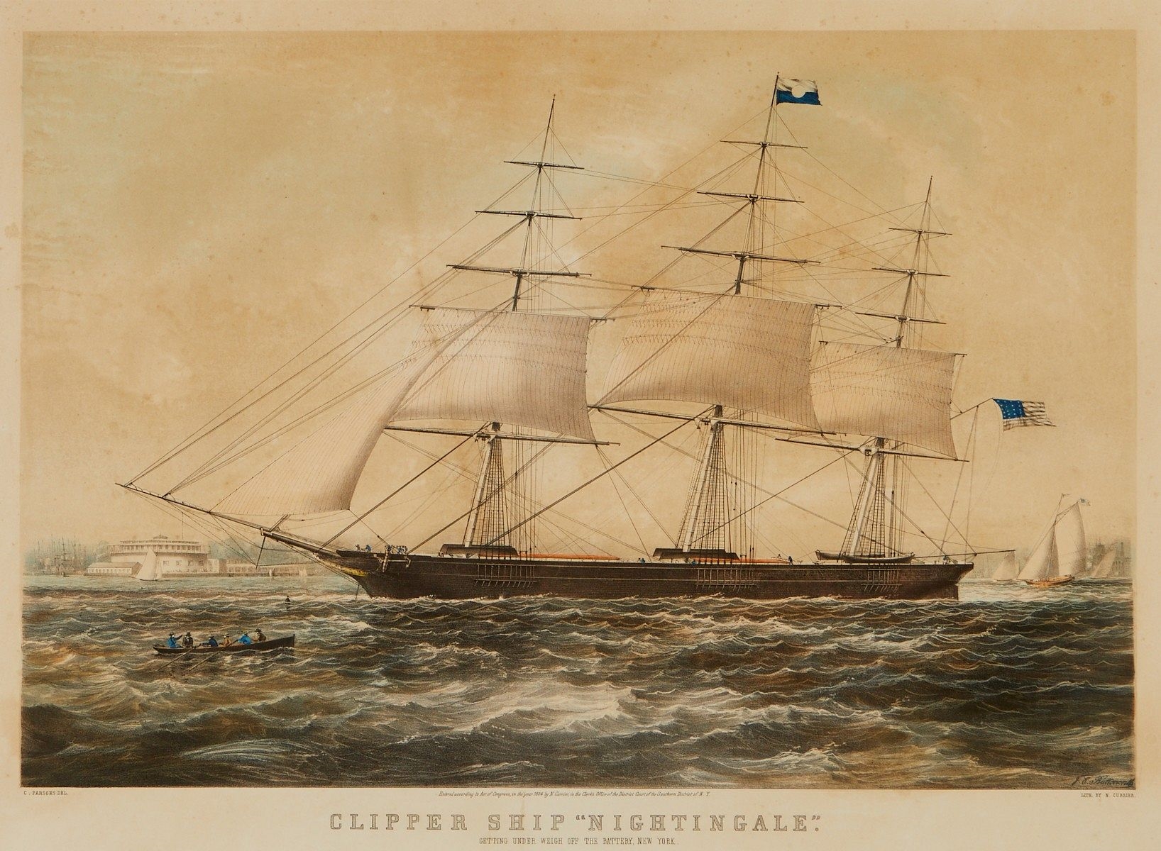 Charles Parsons | Currier & Ives Clipper Ship Nightingale Print (1854 ...