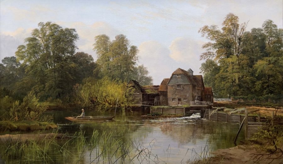 Richard Allam | View of Windsor Castle from a weir, figure punting in ...