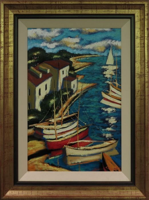 Sergey Cherep | A harbour scene with fishing boats | MutualArt