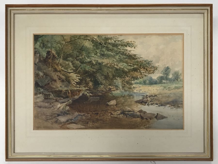 Arthur Wilde Parsons | A river landscape with overhanging trees | MutualArt