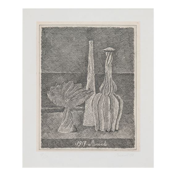 Giorgio Morandi | Natura morta con compostiera, bottiglia lunga e ...