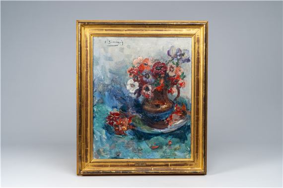 Victor Simonin | Still life with anemones (Circa 1930) | MutualArt