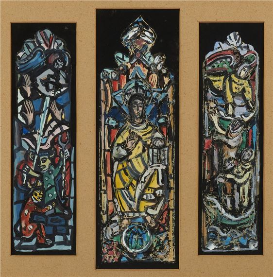 Evie Hone | TRIPTYCH STUDY FOR A STAINED GLASS WINDOW | MutualArt