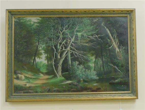 William Allen Wall | painting on canvas depicting Buttonwood Park and a ...