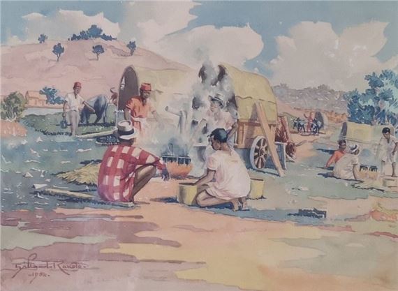 Gilbert Rakoto | Le campement à Madagascar, 1954. (1954) | MutualArt