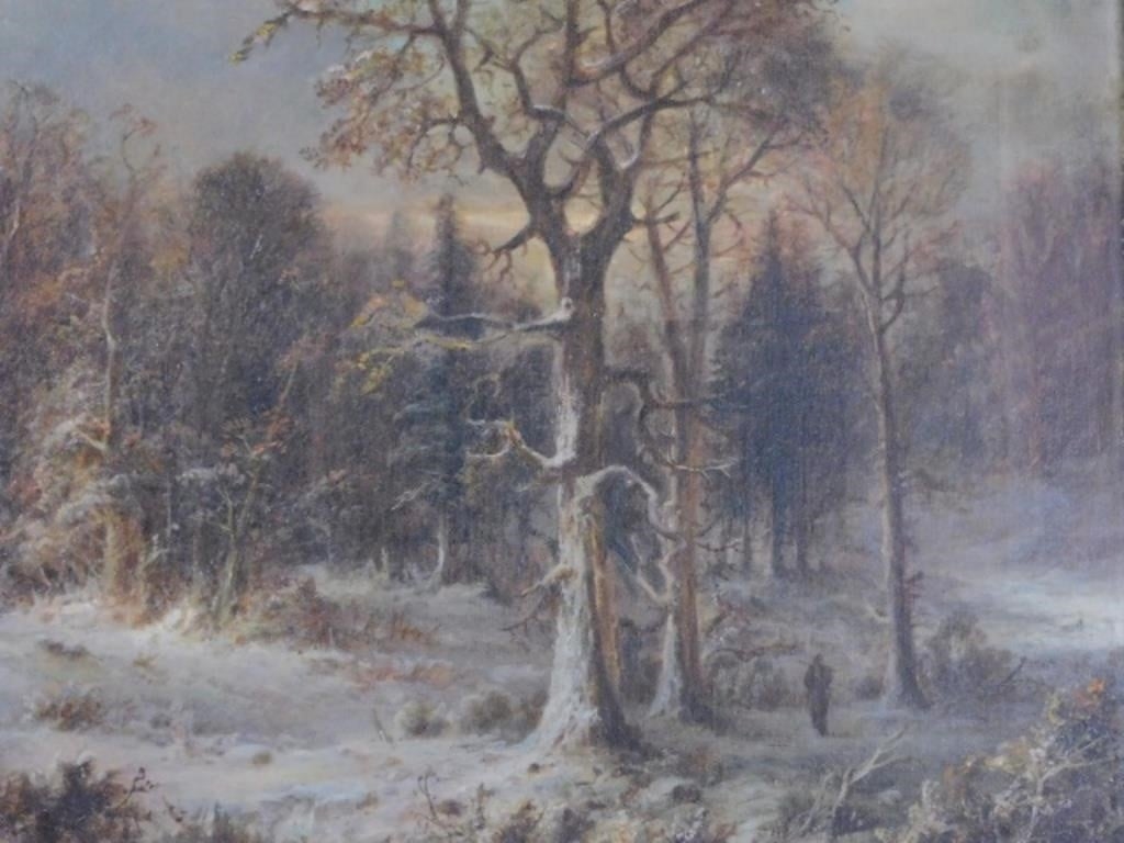 George Henry Durrie | depicting a winter landscape with hunter. | MutualArt