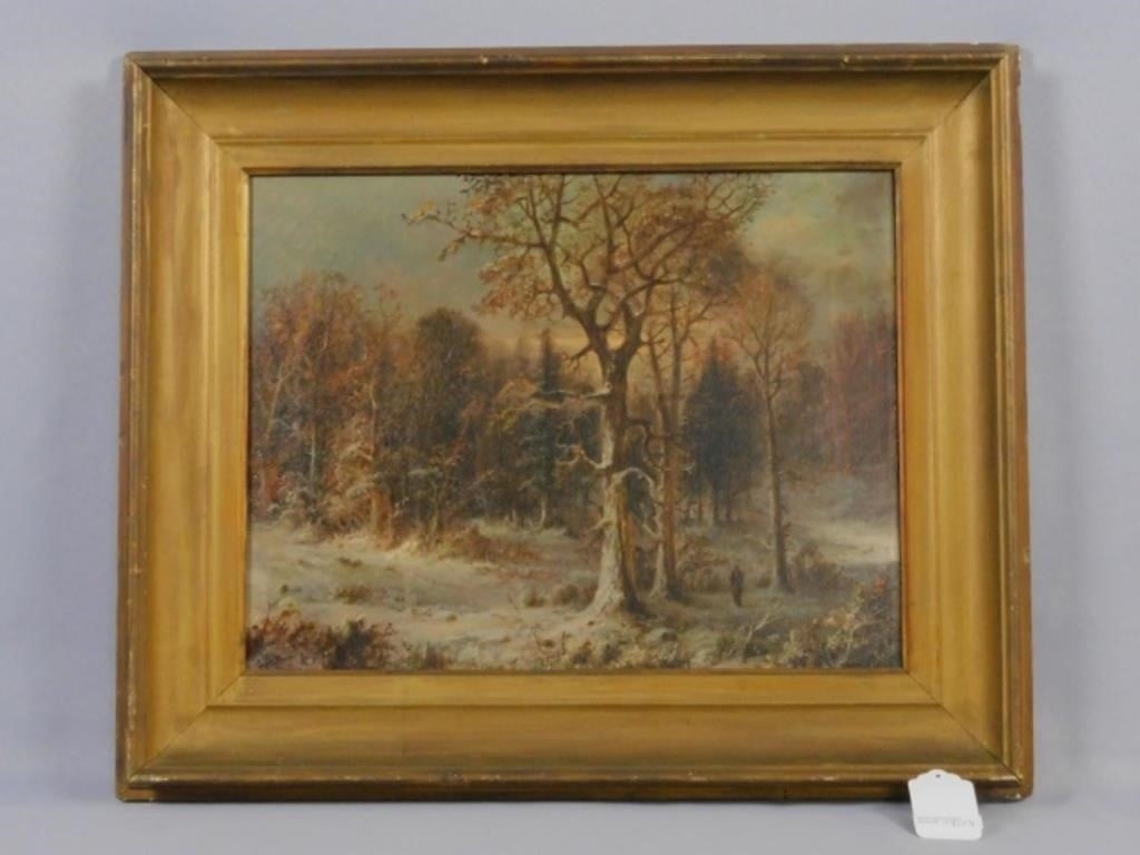 George Henry Durrie | depicting a winter landscape with hunter. | MutualArt