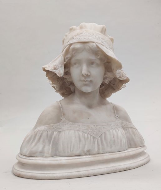 Antonio Frilli | Bust of a young girl with a headdress | MutualArt