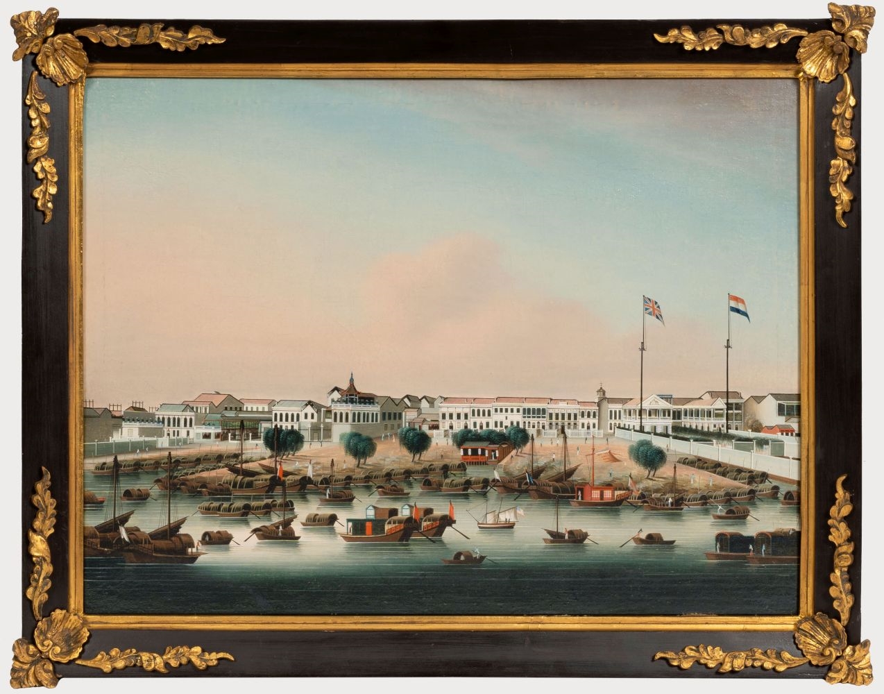 Chinese School, 19th Century | The Hongs at Canton with the British and ...