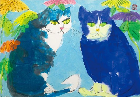 Walasse Ting | Two cats | MutualArt