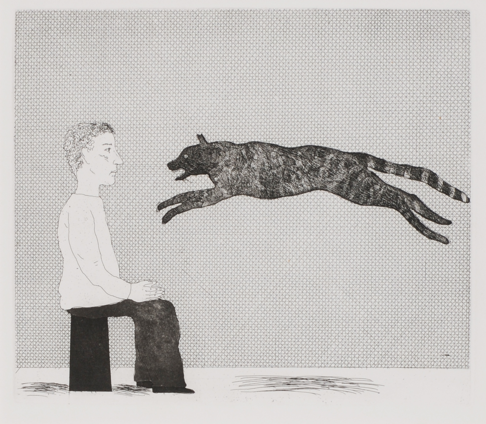 David Hockney | A Black Cat Leaping (1969) | MutualArt