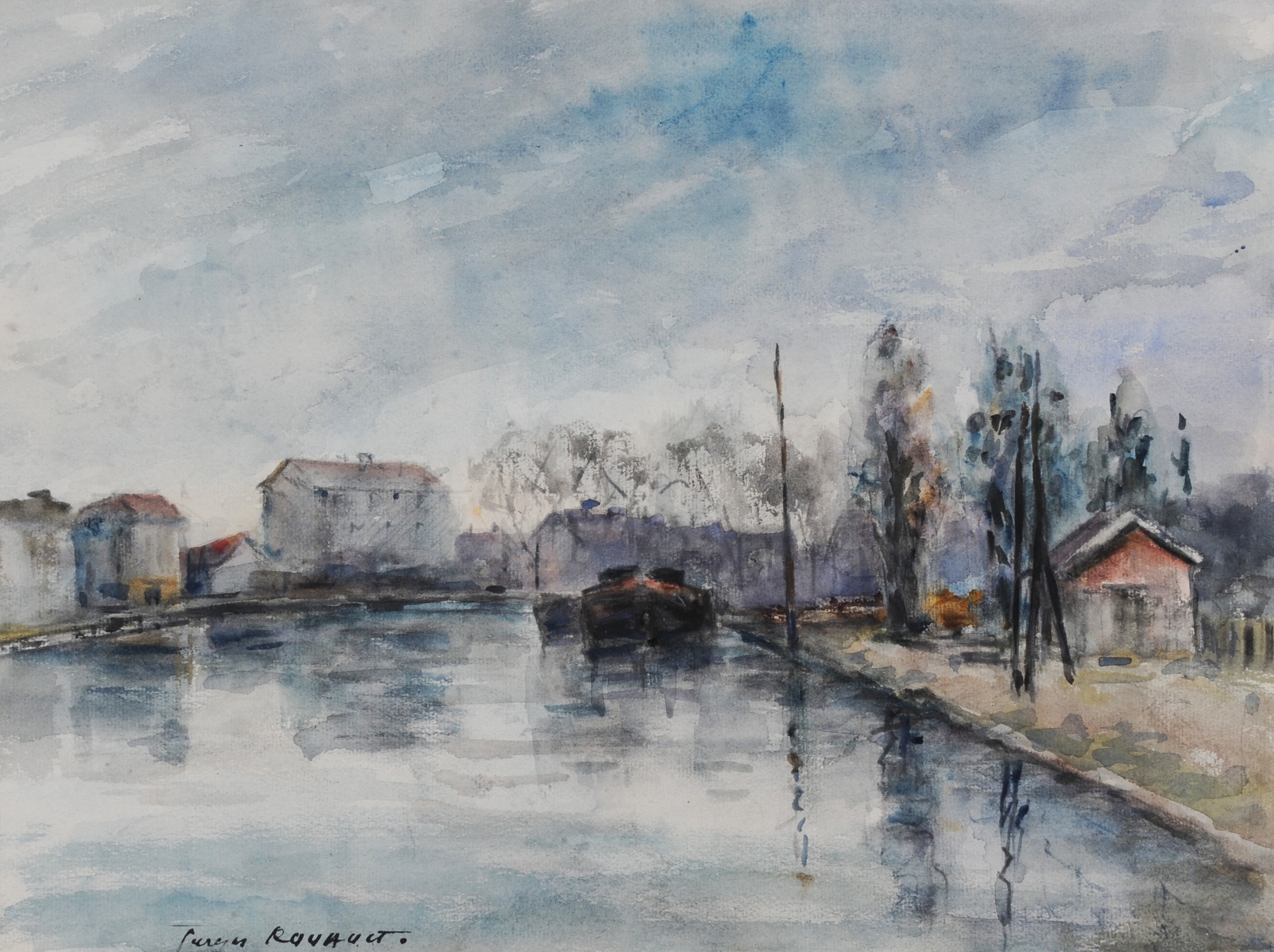 Georges Dominique Roualt | Au bord d'un canal (1958) | MutualArt