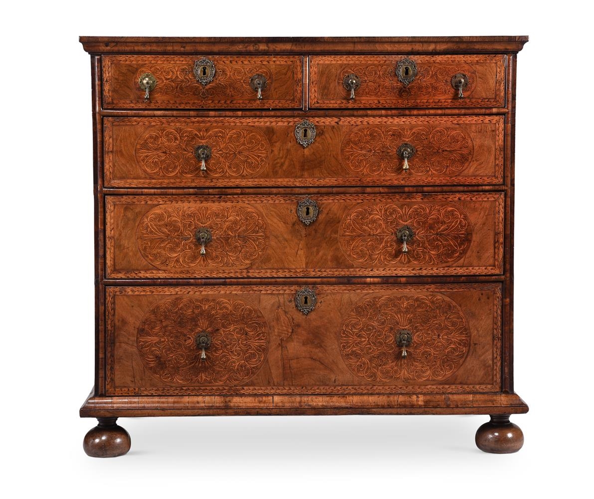 Gerrit Jensen | A WILLIAM & MARY WALNUT AND SEAWEED MARQUETRY CHEST OF ...