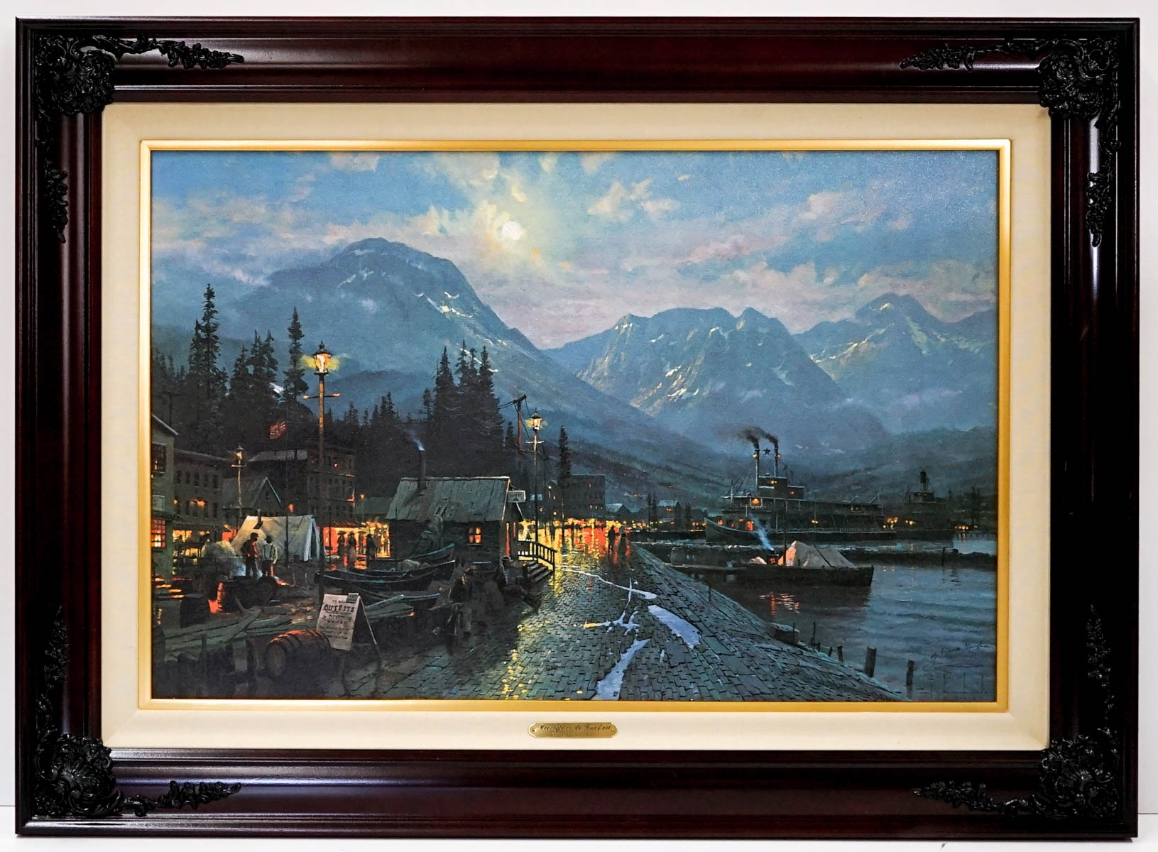 Thomas Kinkade | Moonlight on the Riverfront | MutualArt