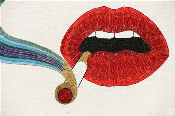 Jonathan Adler | Jonathan Adler b.1966 Smoking Lips Beaded Wall Art ...