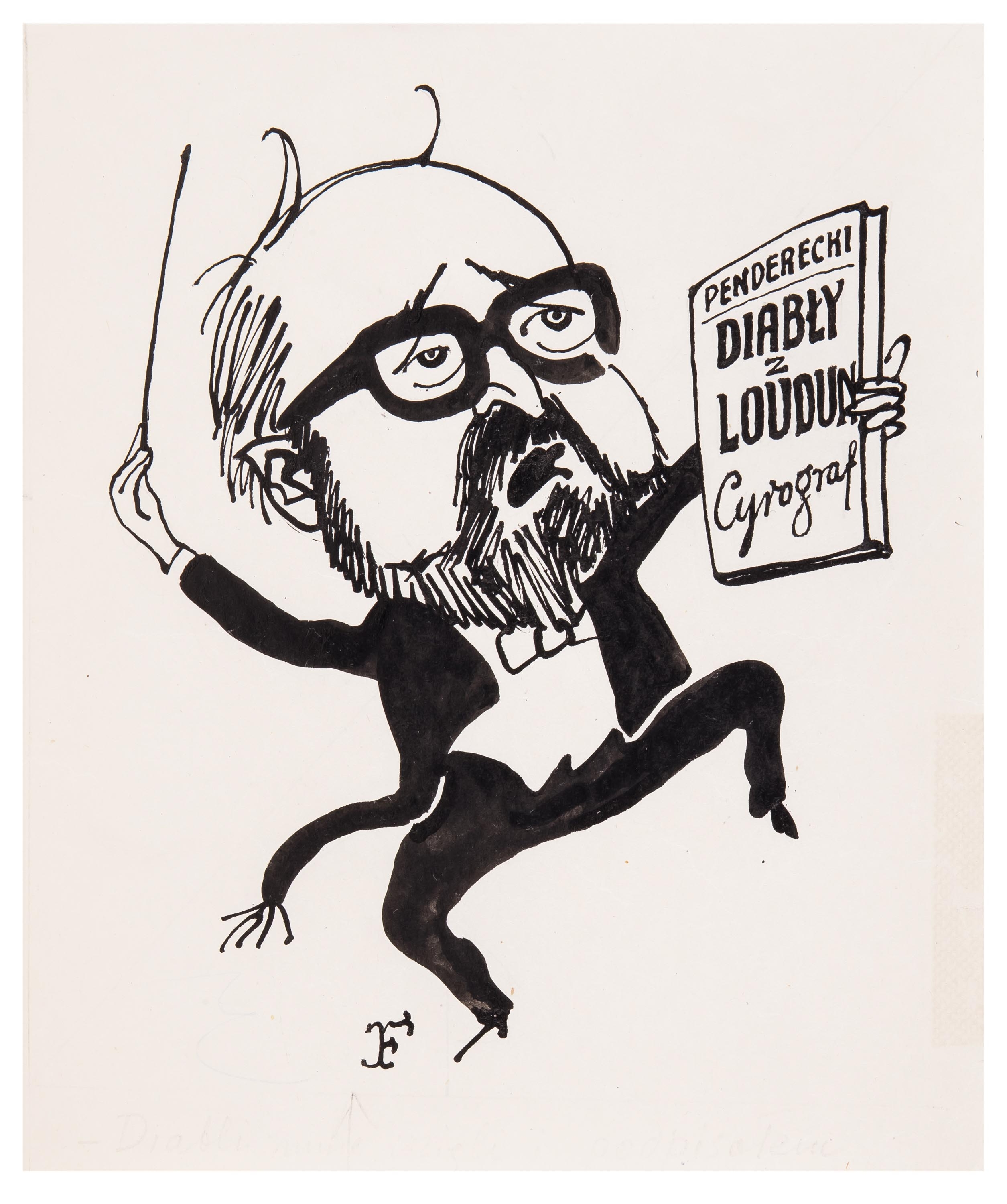 Jerzy Flisak | Karykatura Jerzego Pendereckiego | MutualArt