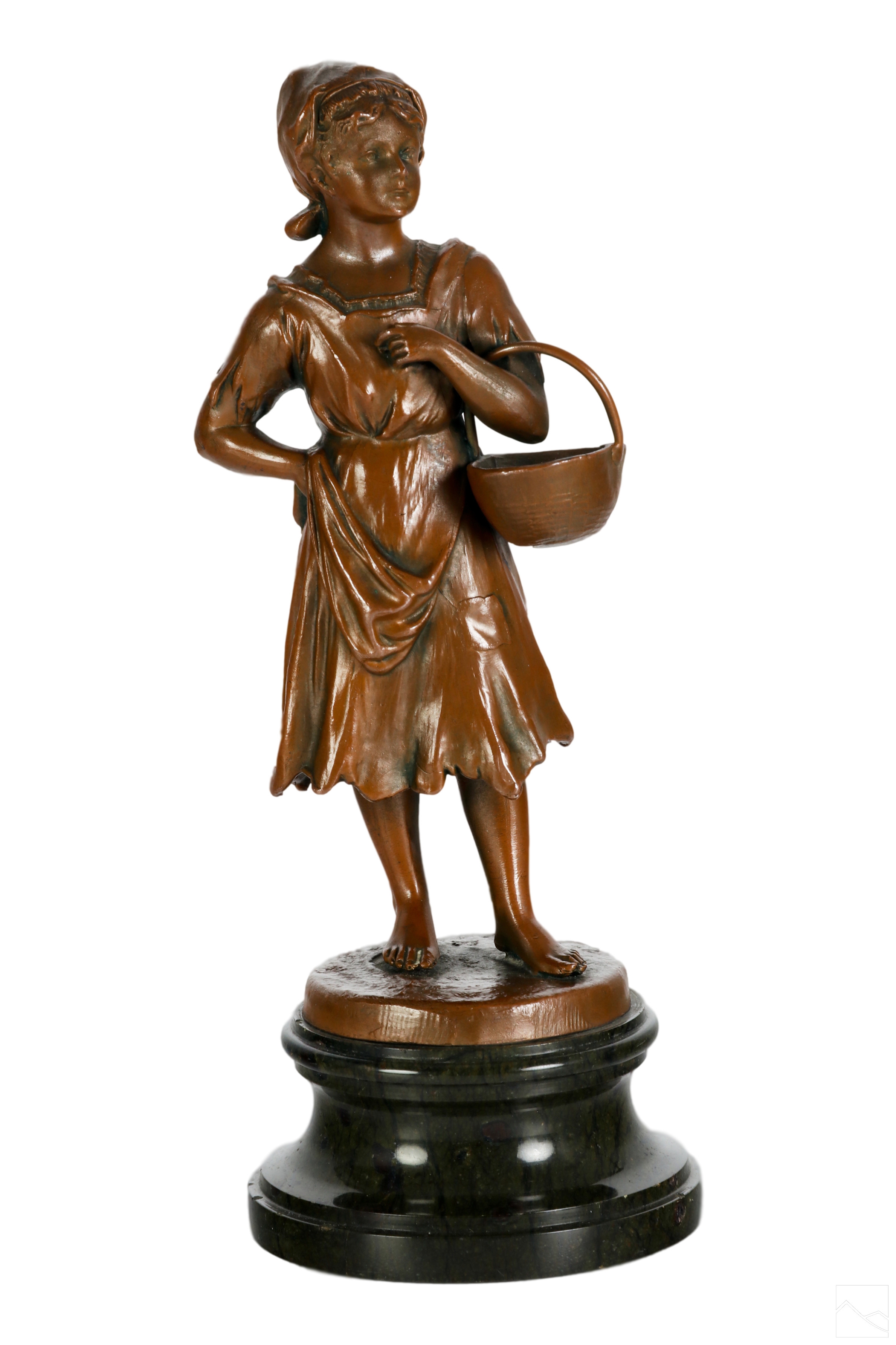 Ernest Justin Ferrand | French Barefoot Peasant Farm Girl Bronze ...
